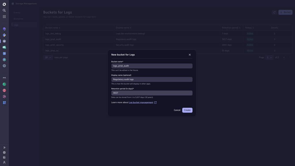 Retain data in Grail with 1-day precision, for up to 10 years