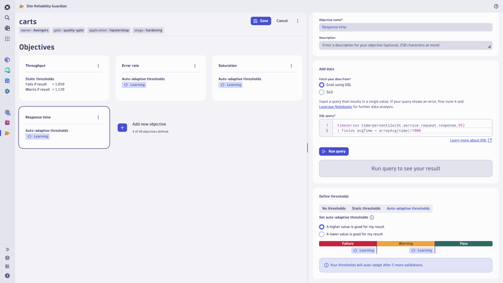 Auto-adaptive thresholds for AI-driven quality gating