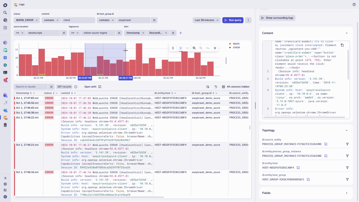 The Dynatrace Logs app