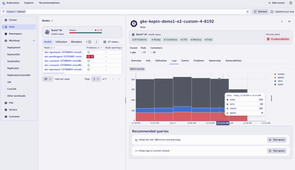 The Dynatrace Logs app