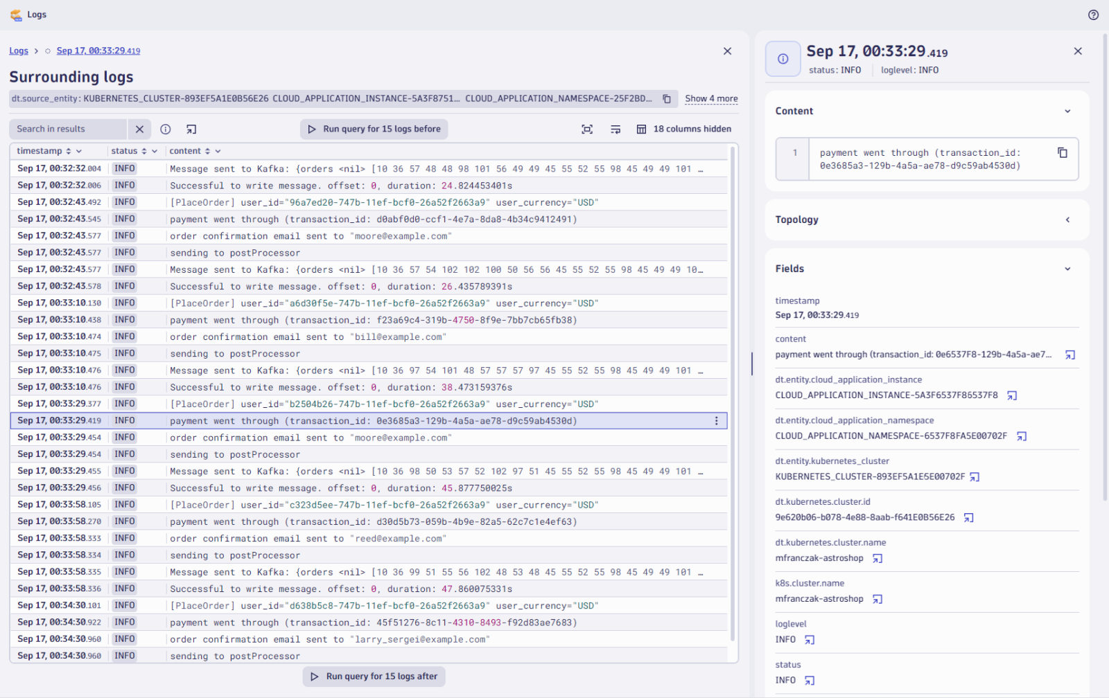 The Dynatrace Logs app