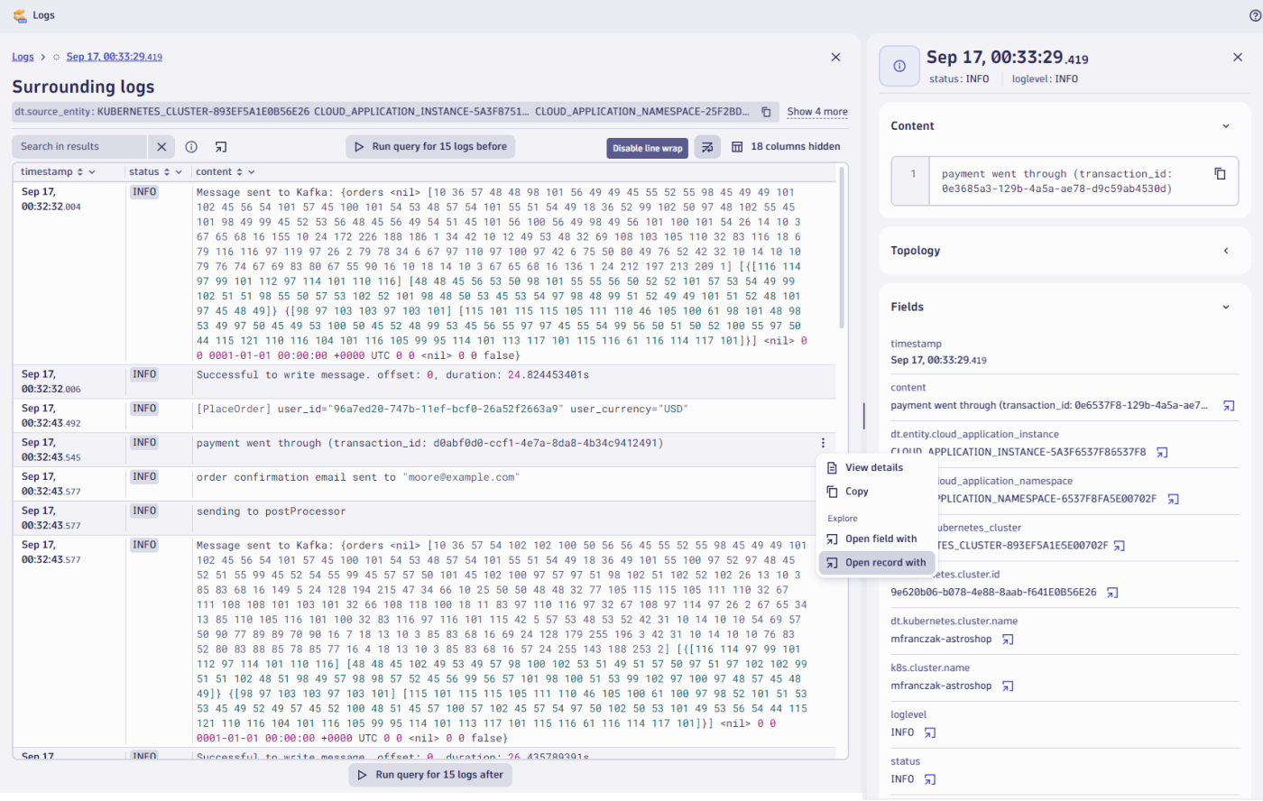 The Dynatrace Logs app