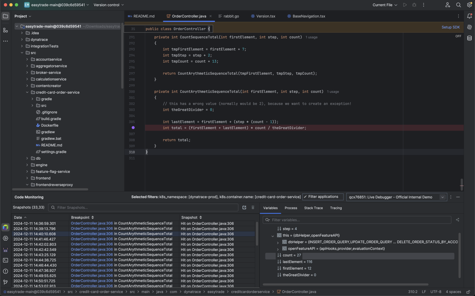 Debug production with Dynatrace Live Debugger