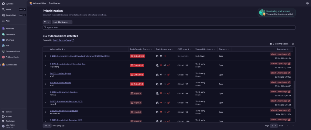 Discover The Dynatrace Runtime Vulnerability Analytics Experience