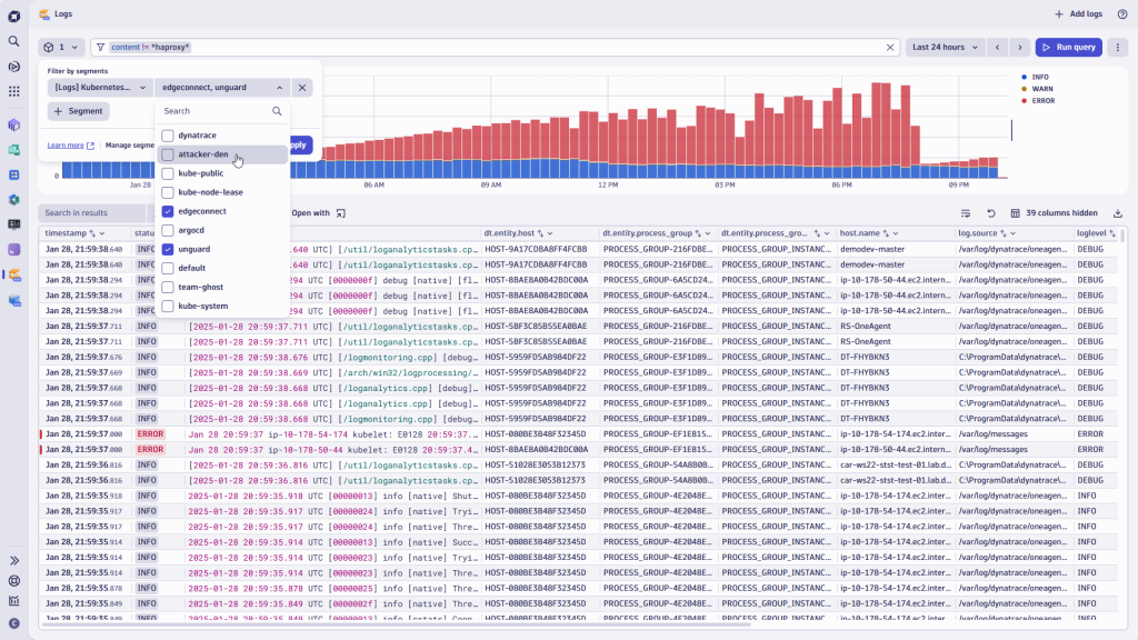 Data segmentation and advanced filters in Dynatrace Logs