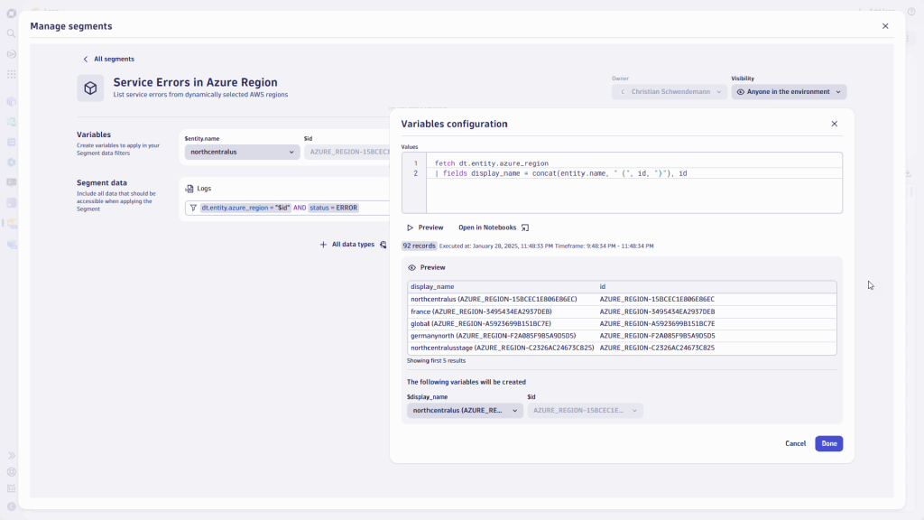 Data segmentation and advanced filters in Dynatrace Logs