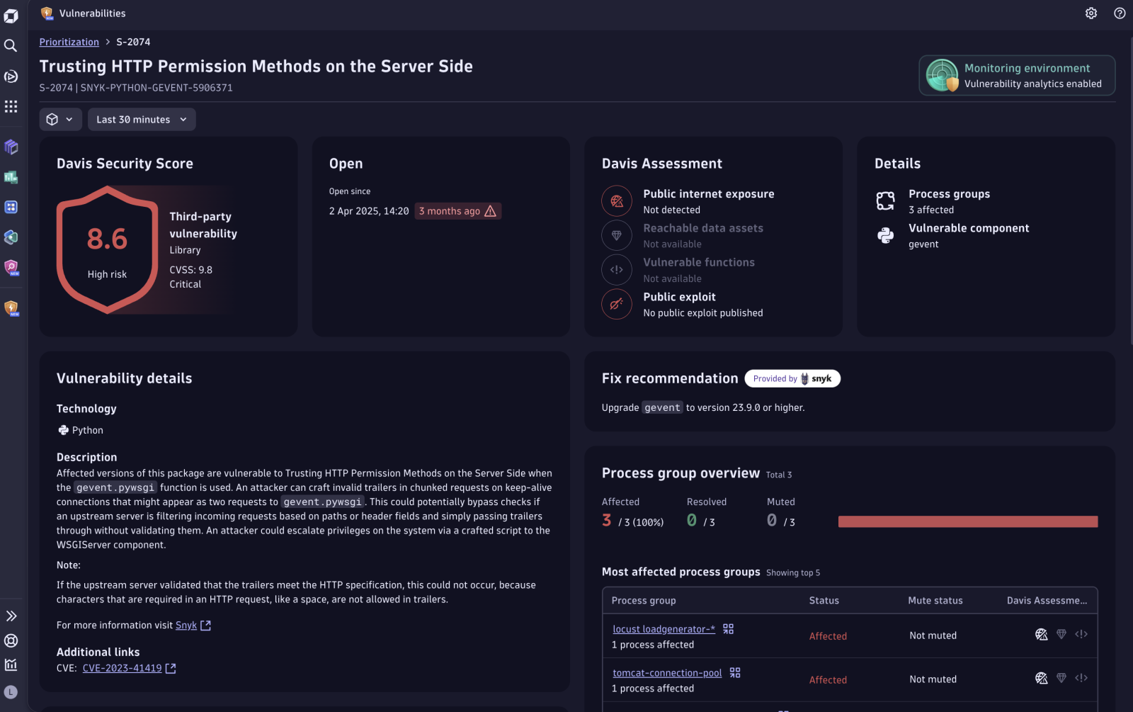 Python Vulnerability Monitoring for enhanced customer security