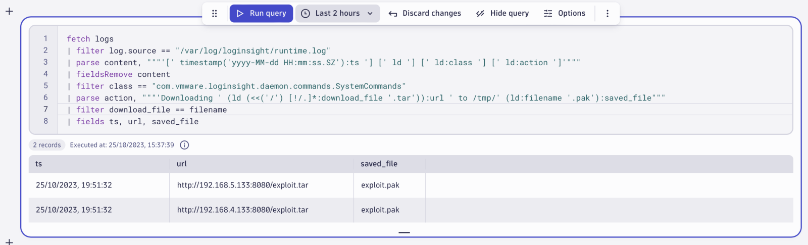 Detect VMware Aria Operations for Logs exploitation
